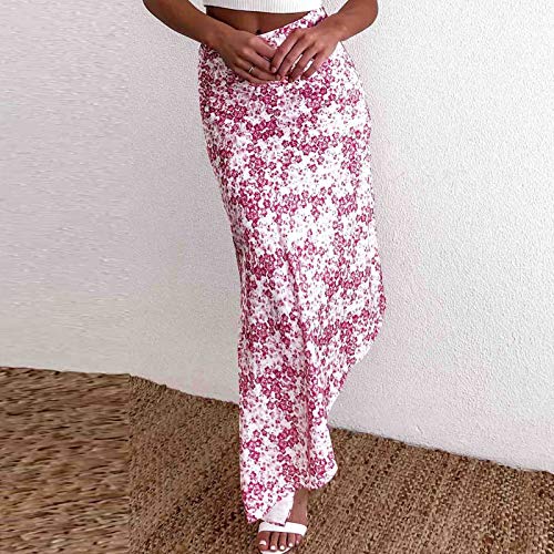 Brown Skirt for Women High Waisted Slim Casual Asymmetrical Fashion Split Midi Party Print Summer Maxi Wedding