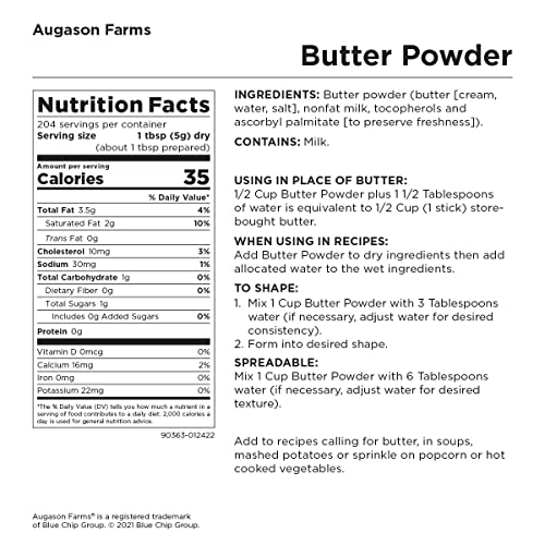 Augason Farms Butter Powder 2 lbs 4 oz No. 10 Can