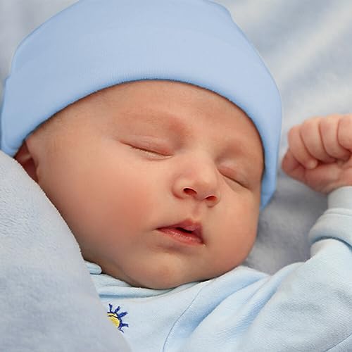 Baby Caps Mittens Newborn Sleeping Hat and Gloves Beanie Infant Hats with Bow Baby Scratch Mitten Gloves for Boys Girls, 4 Sets, Type 2