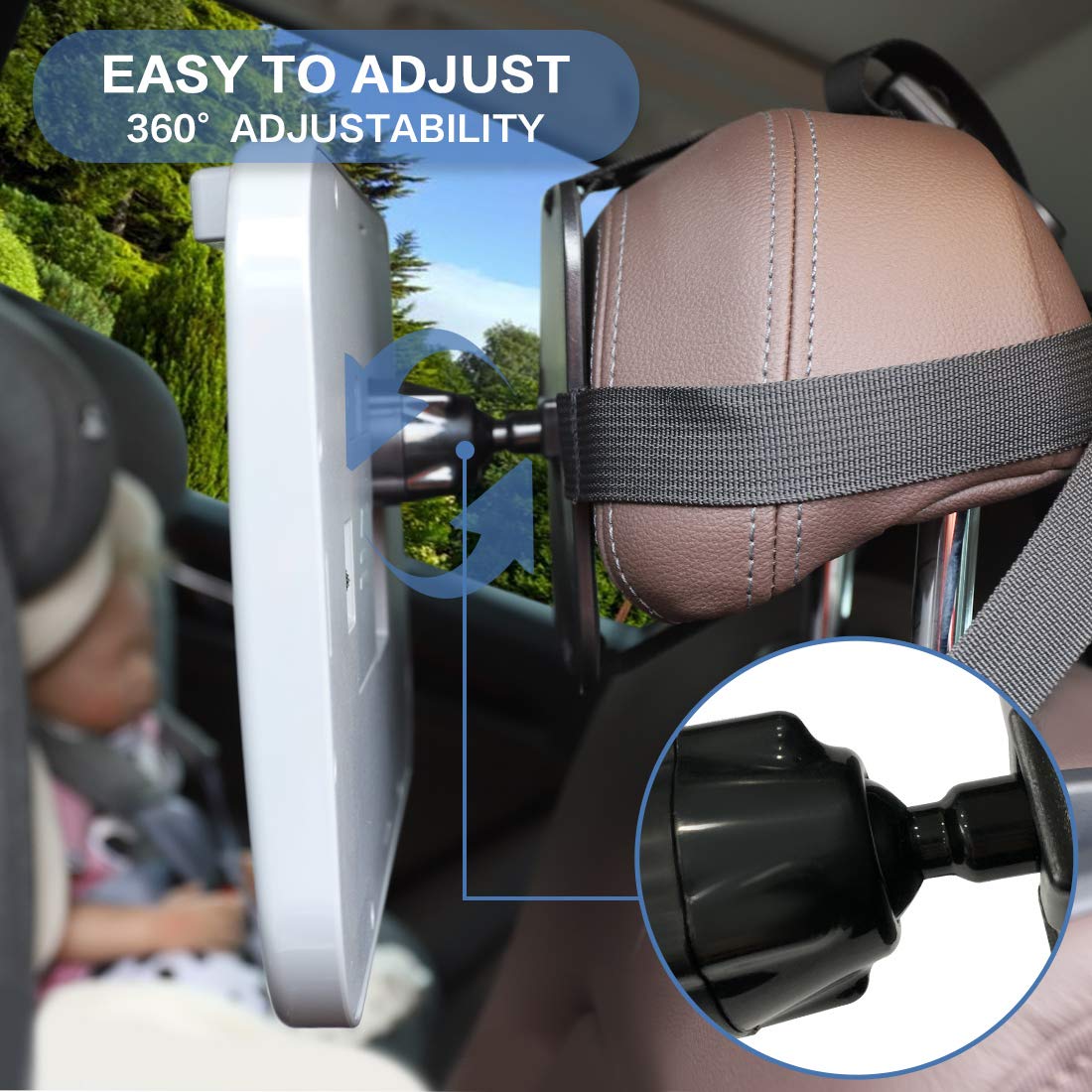 Baby Car Mirror with Light Innokids Dual Mode LED Lighting by Remote Control Clear View of Infant in Rear Facing Back Seat While Night Driving (Gray)