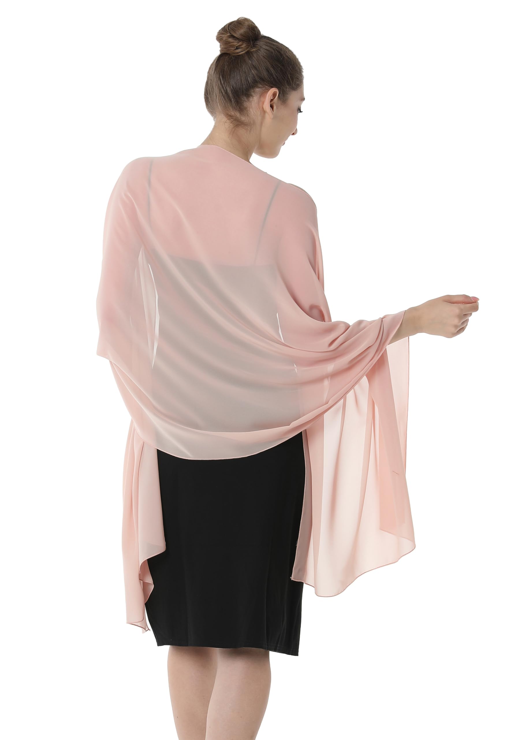 Baoqiya Women's Scarf Shawls and Wraps for Evening Dress Chiffon Shawl Soft Elegant Silky Pashmina Wedding Bridal Scarves(Blush, 79"×19")