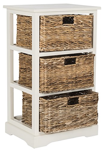 Safavieh American Homes Collection Halle Distressed Black 3 Wicker Basket Storage Side Table