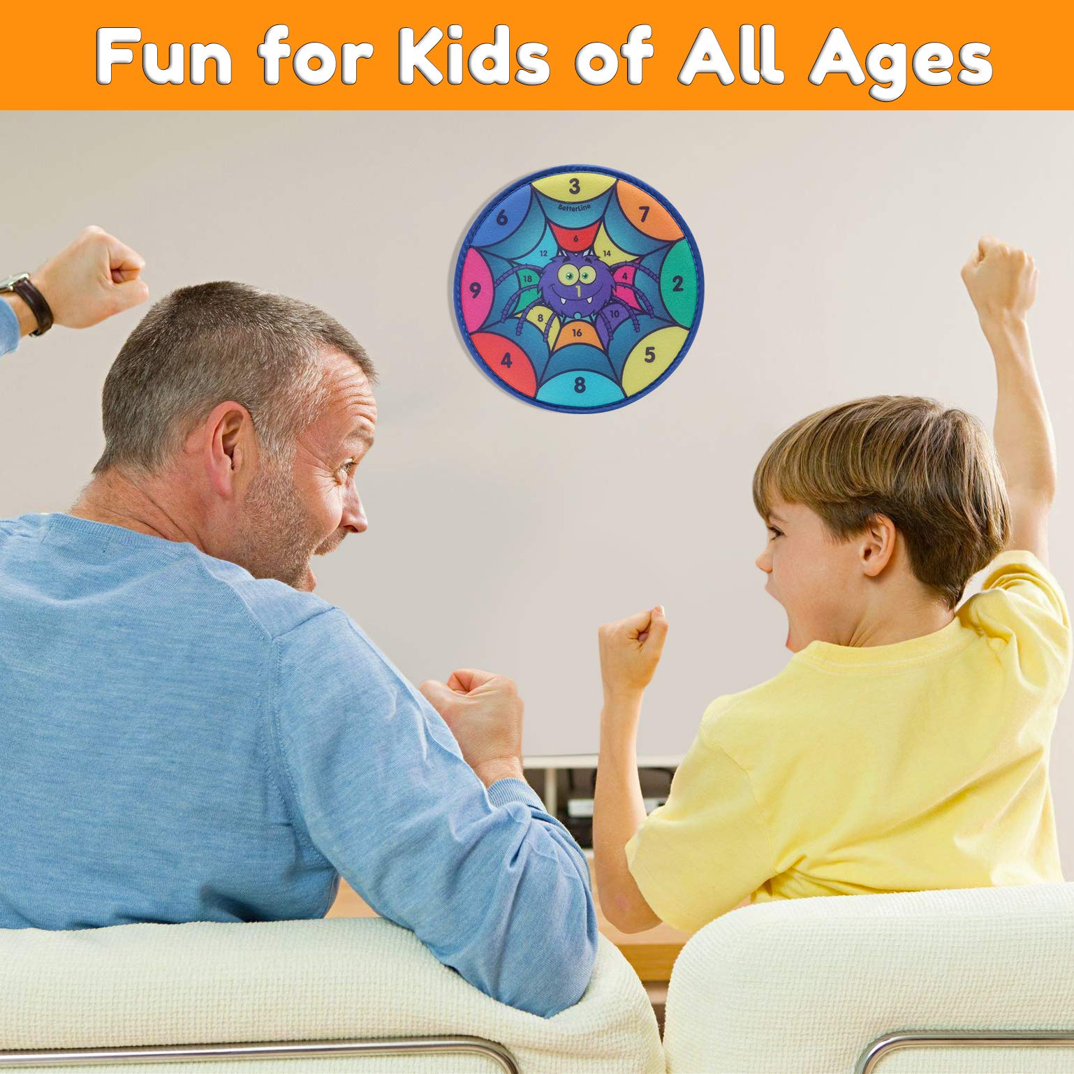 Fun Spider Dart Board Game with 6 Balls Using Hook-and-Loop Fasteners | Learn Numbers and Colors as You Play | Interactive Game and Safe for Kids