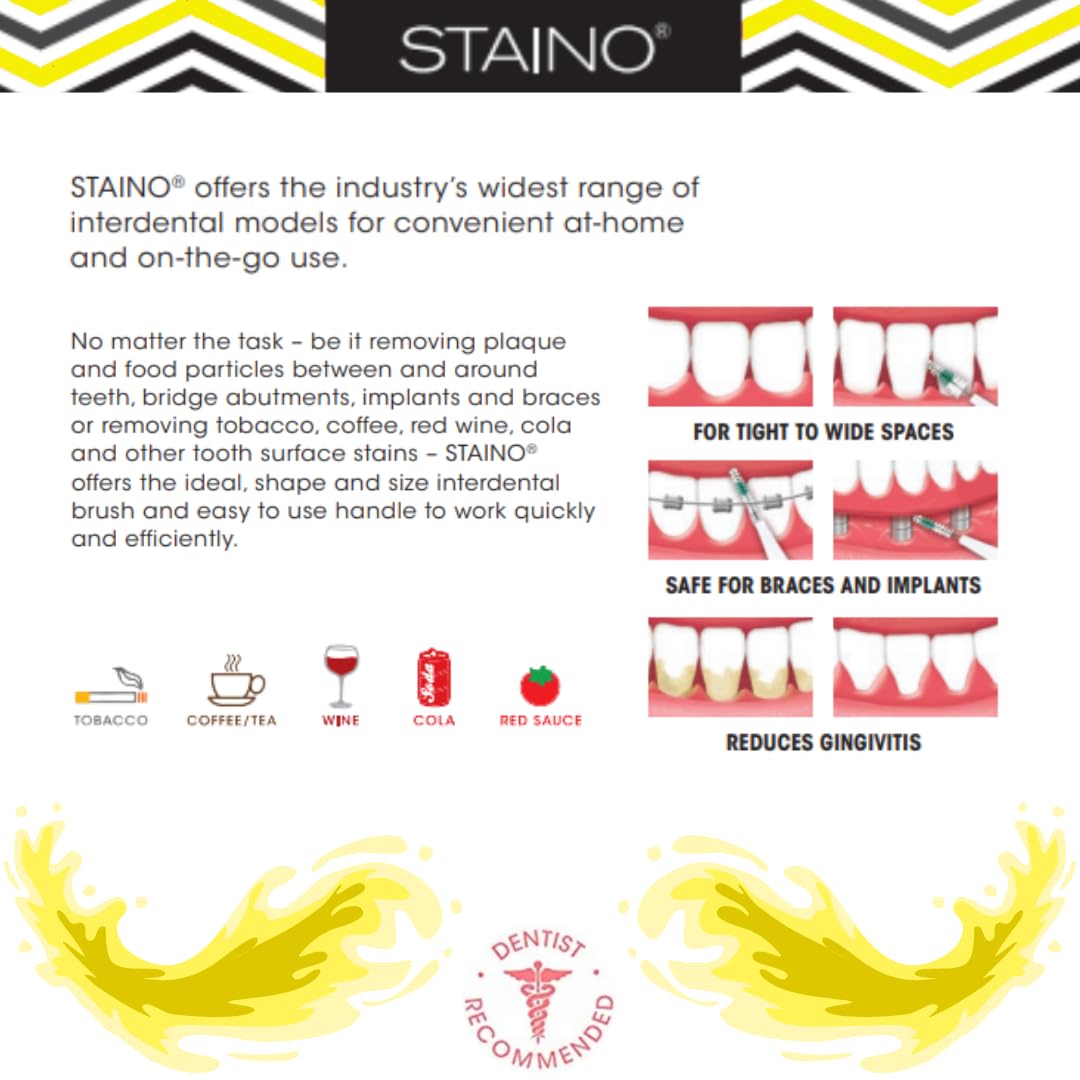 Staino Interdental Brushes Refill – Ultrafine Tapered Brush - 36 2-Brush Units/Box