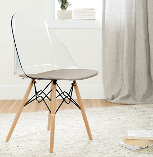 South Shore Annexe Eiffel Style Office Chair, Wood, Clear and Gray, 16D x 16.25W x 32.5H in