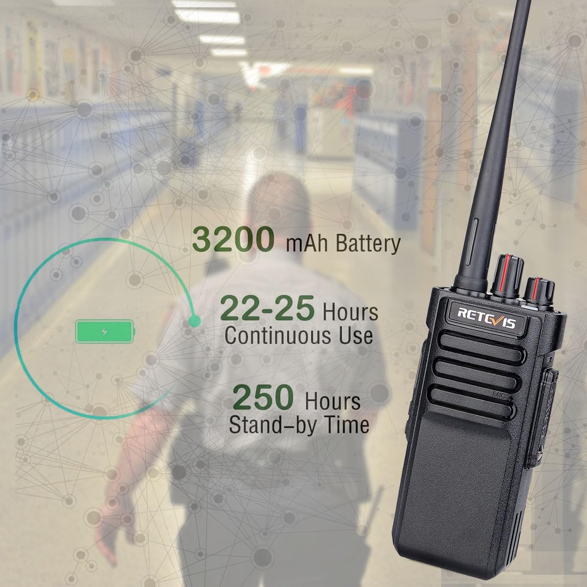 Retevis RT29 Two Way Radio, Heavy Duty 2 Way Radio, Walkie Talkies Long Range Rechargeable with 3200mAh, Fall-Resistant, for Construction School(6 Pack)