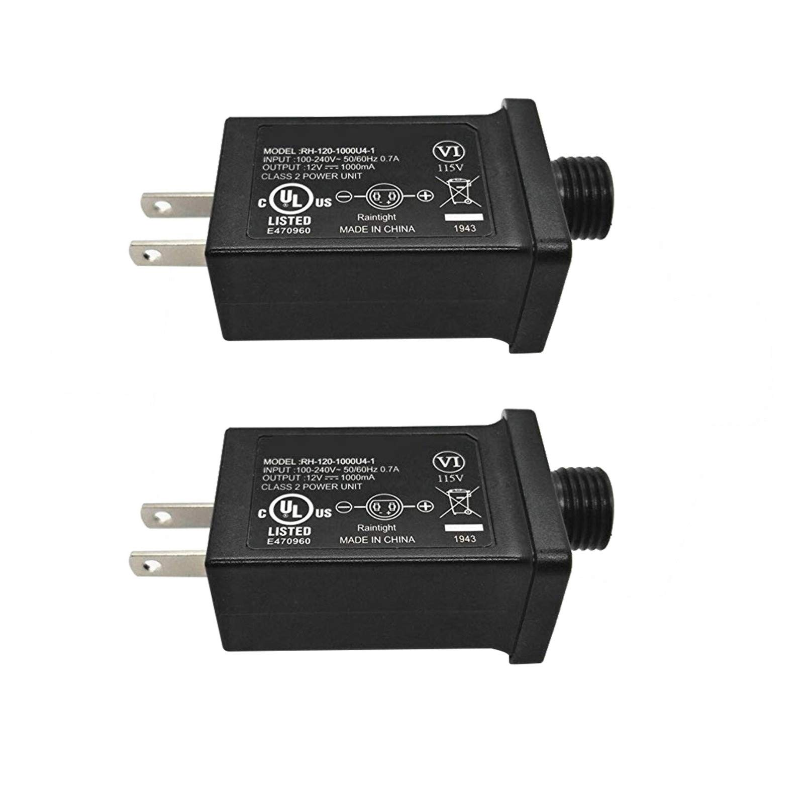 Replacement Yard Inflatable Adapter - 1.5A Transformer US Plug for Halloween Inflatble, Class 2 Power Supply 120vac 60hz for LED Light, Adapter for Home Lawn Yard Garden Holiday (2PC)