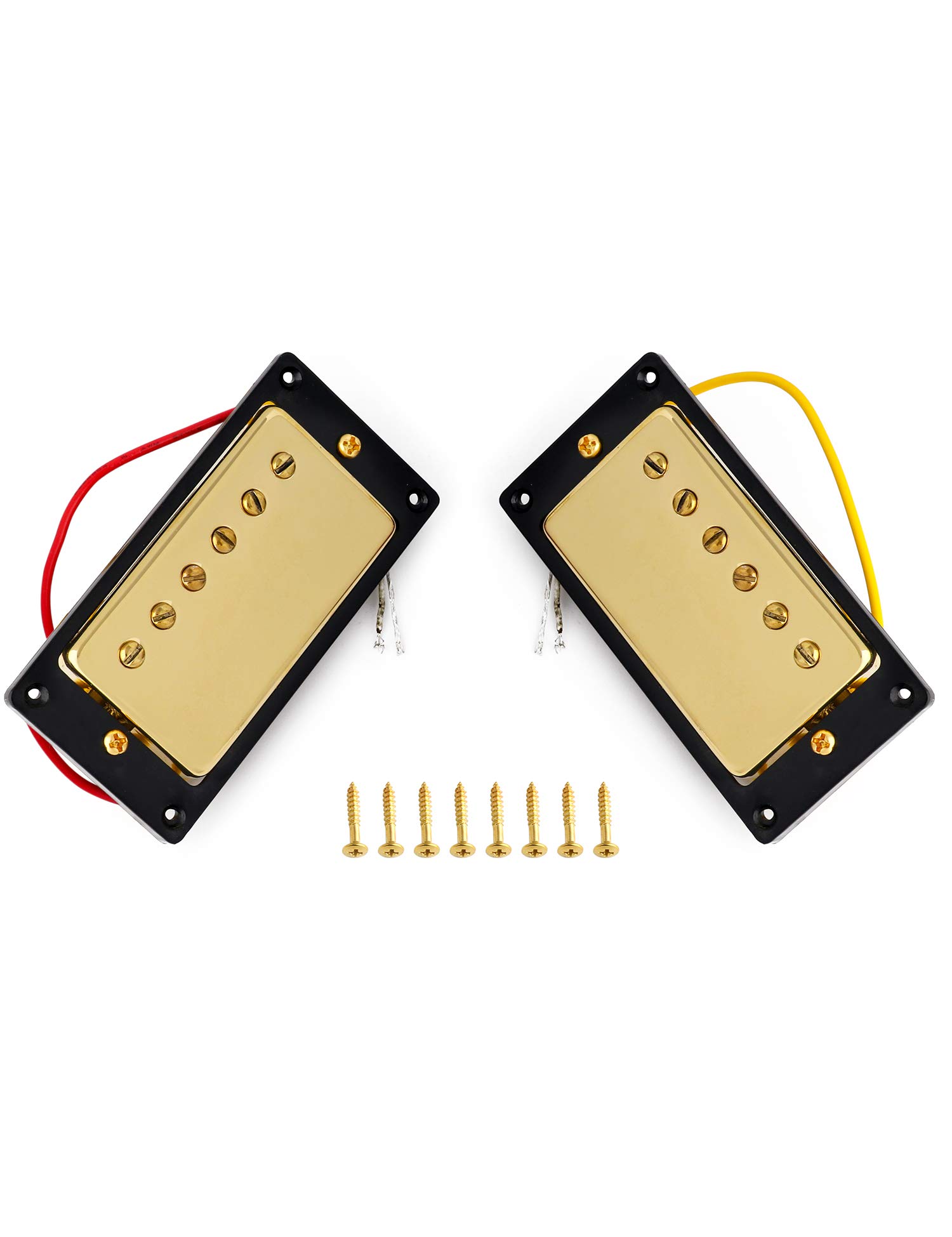 Metallor Humbucker Double Coil Pickups Neck and Bridge Pickup Compatible with LP Style Electric Guitar Parts Replacement Gold.