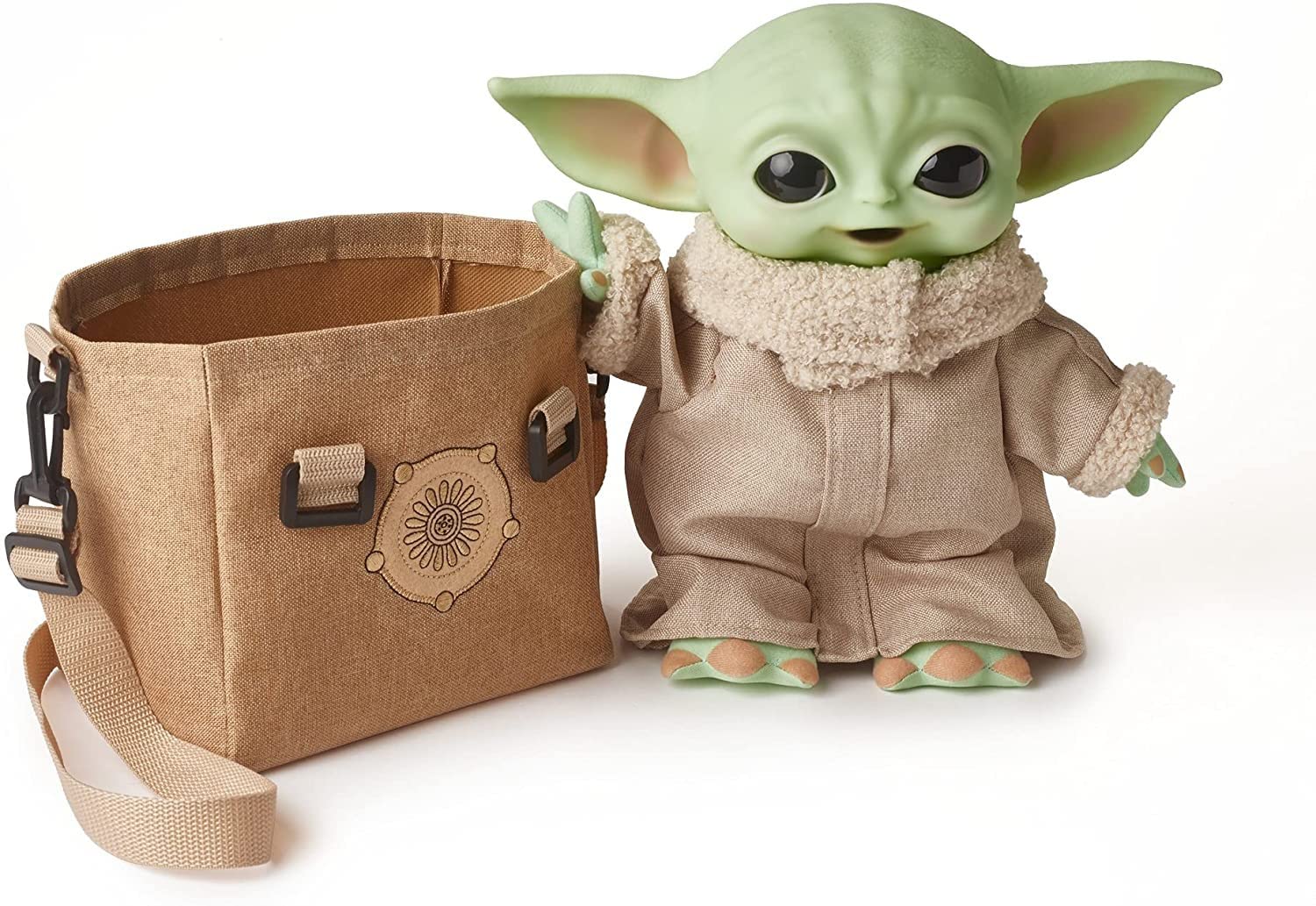 Mattel Star Wars Grogu Plush 10-inch Toy, Character Figure with Soft Body, Sounds & Carrier, Inspired by Star Wars The Mandalorian
