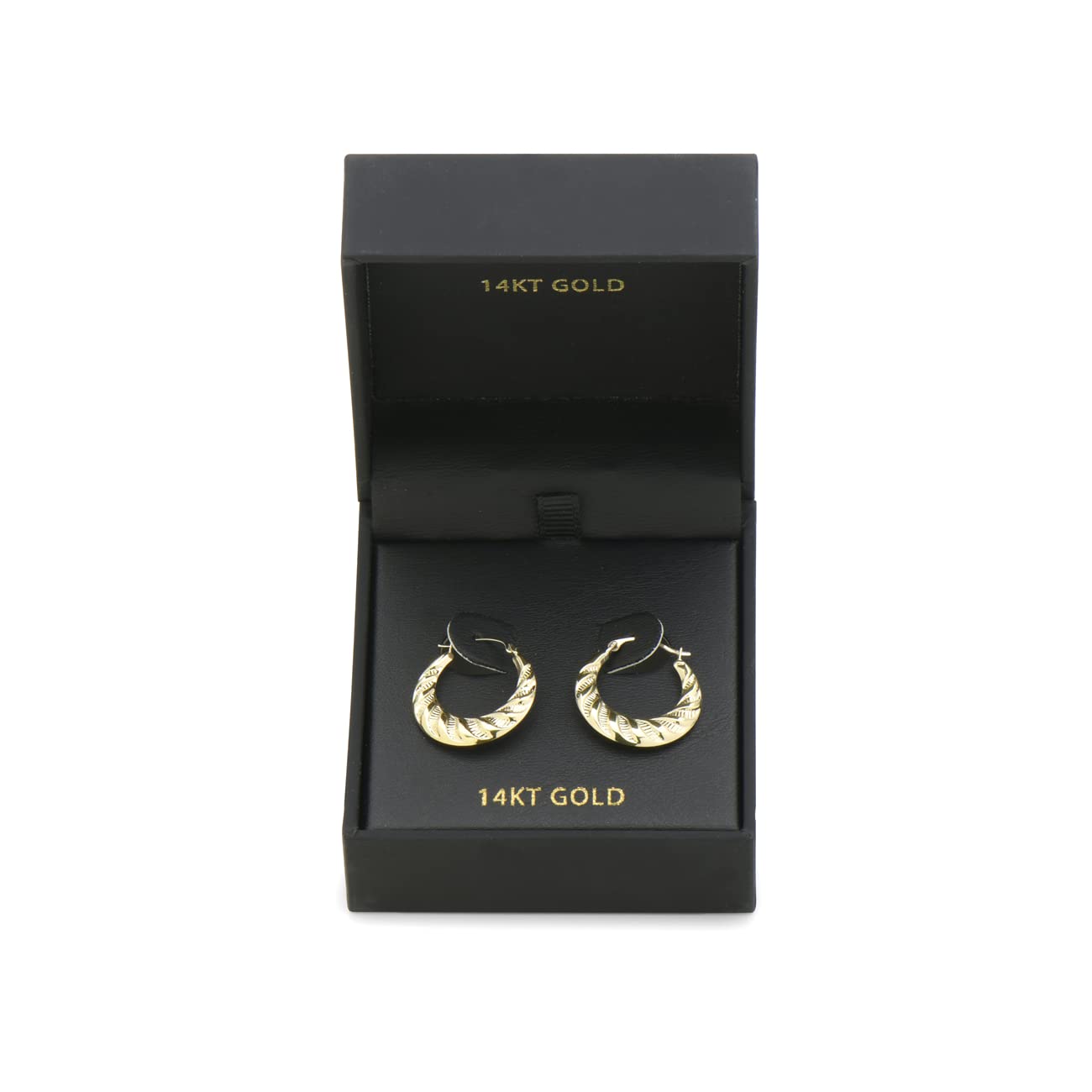 BSD Treasure 14K Gold Diamond Cut Hoop Earrings - Dangle Metal Earrings for Women - Hypoallergenic