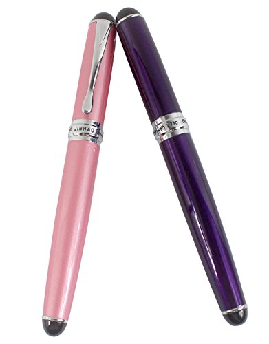 Sipliv 2PCS Jinhao X750 Fountain Pen in 2 Colors with Ink Refill Converter, Purple & Pink