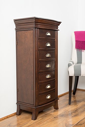 Hives and Honey Alexa Jewelry Armoire, Large, WALNUT & Earring Tray Inserts (4 Pack) Jewelry Storage, Sand (9006-905)