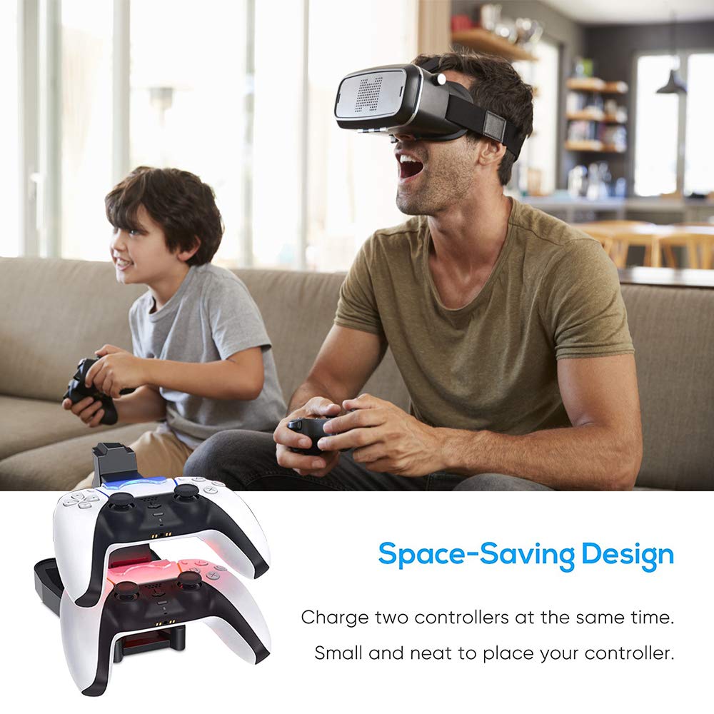 PS5 Controller Charger - Dual Controller Charging Station for PlayStation 5 DualSense with LED Indicator