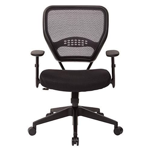 Space Seating 55 Series Professional Dark Air Grid Back Adjustable Office Desk Chair with Built-in Lumbar Support, Black Mesh