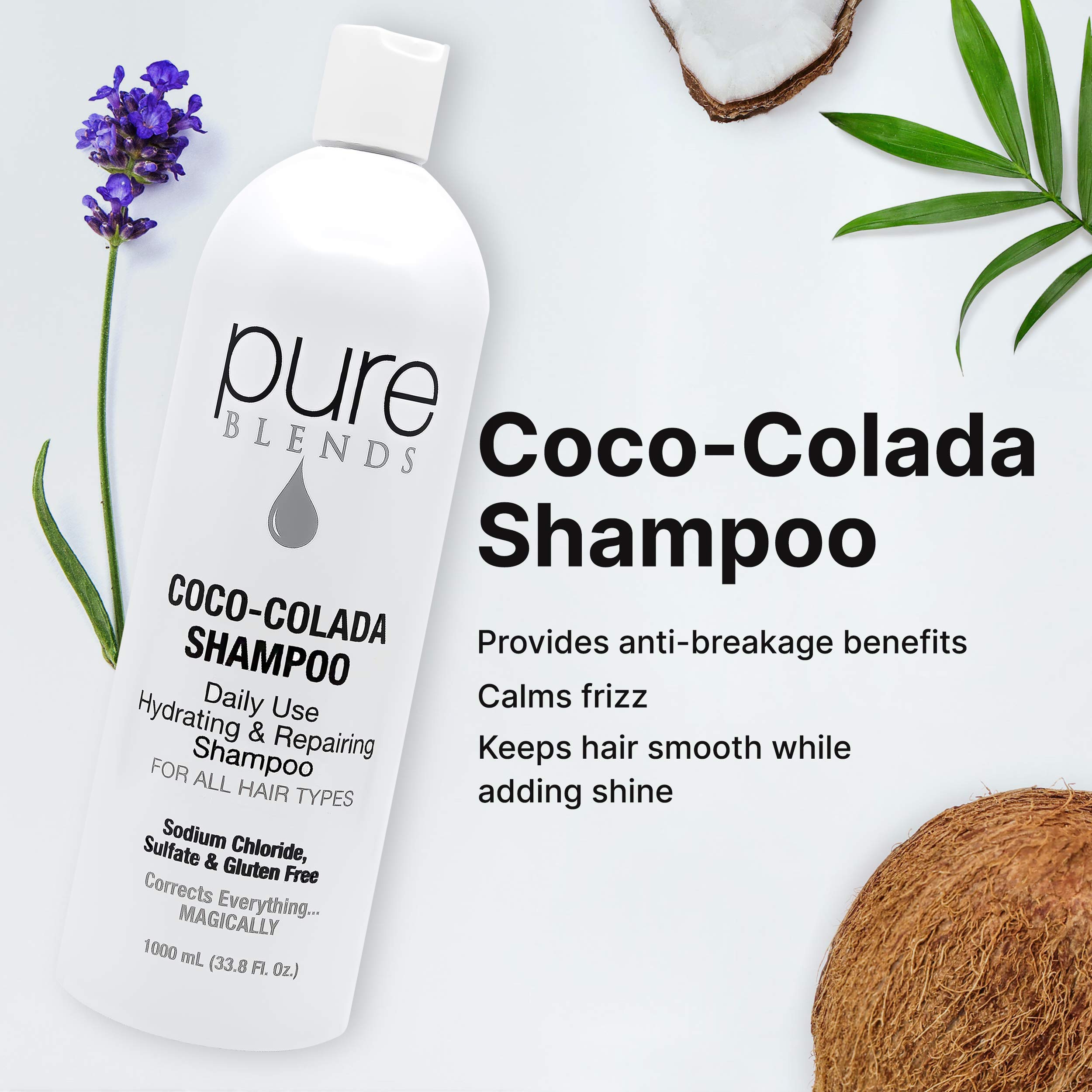 Pure Blends Coco-Colada Shampoo | Daily Use Hydrating Shampoo| Neutral-No Color Shampoo For In Between Color Depositing Washes | Balances Color & Repairs Dry, Damaged Hair | 33.8 Oz.