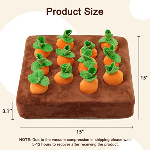 IVVIQQ Interactive Dog Toys,Carrot Snuffle Mat for Dogs Plush Puzzle Toys 2 in 1 Non-Slip Nosework Feed Games Pet Stress Relief with 12 Carrots