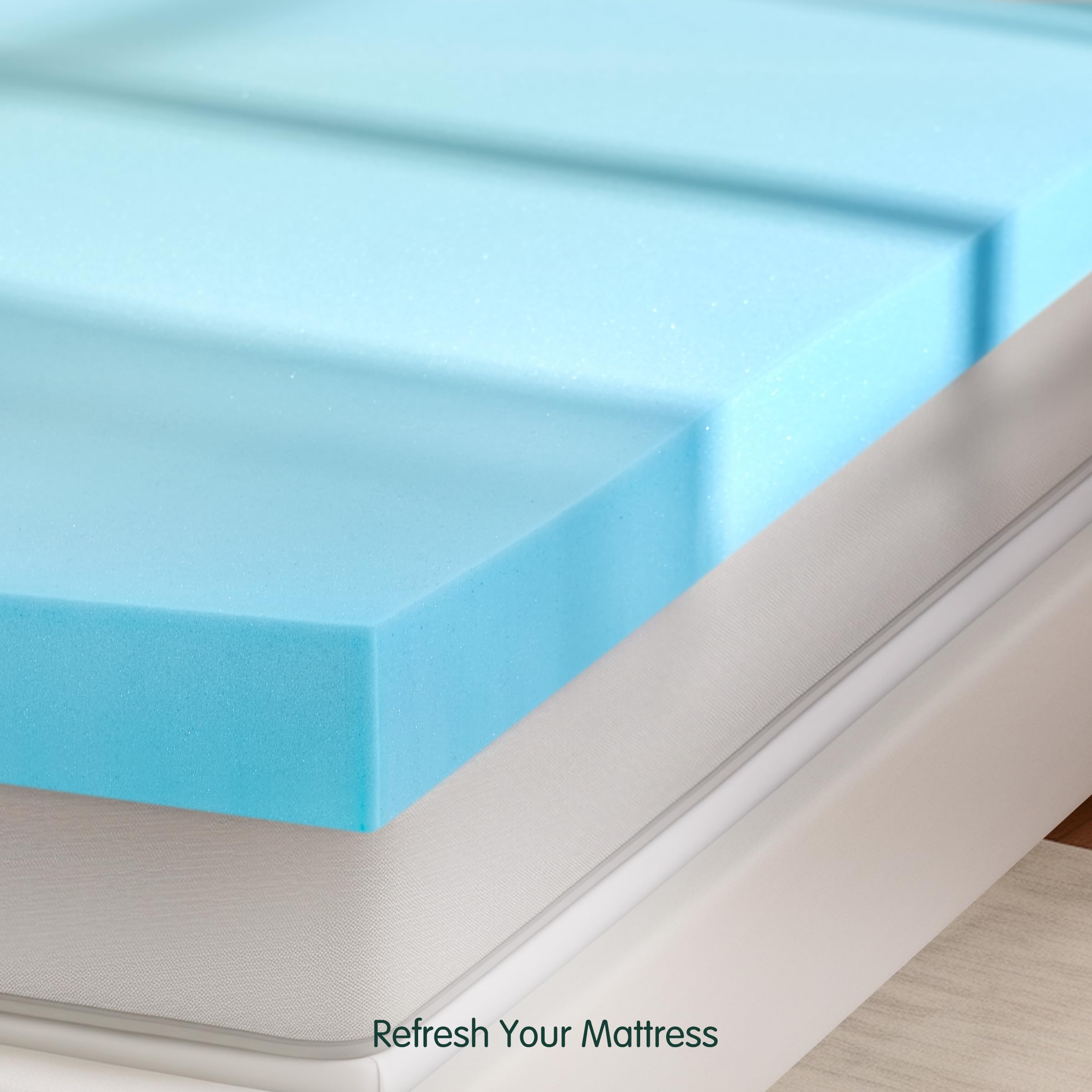 CHUN YI 4 Inch Queen Mattress Topper, Cooling Gel Infused Memory Foam Bed Topper for Pressure Relief, Mattress Pad for Queen Size Bed, CertiPUR-US Certified