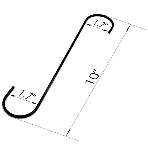 RuiLing 4 - Pack Extra Large 10"Black Antistatic Coating Steel Hanging Hooks S Shaped Heavy-Duty S Type Hooks,Best for Kitchenware, Pots, Utensils, Plants, Wardrobe, Gardening Tools, Clothes.