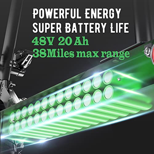 iENYRID Super Electric Scooter for Adults, 2000W Motor Foldable Electric Scooter 48V 20Ah Battery 35MPH 38 Miles max 10 inchOff-Road Tire Scooter with Detachable Seat