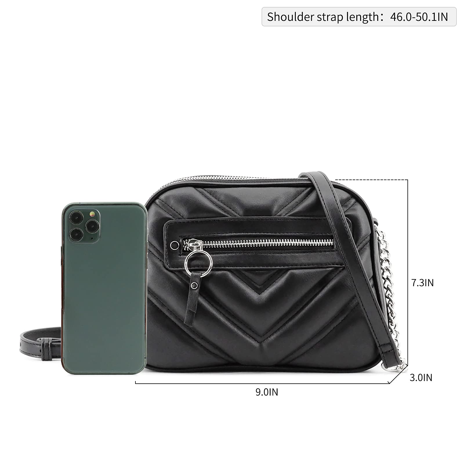 MAXWISE Women Zipper Pocket Crossbody Bag Shoulder Purse Fashion Travel Bag with Multi Pockets (Black)