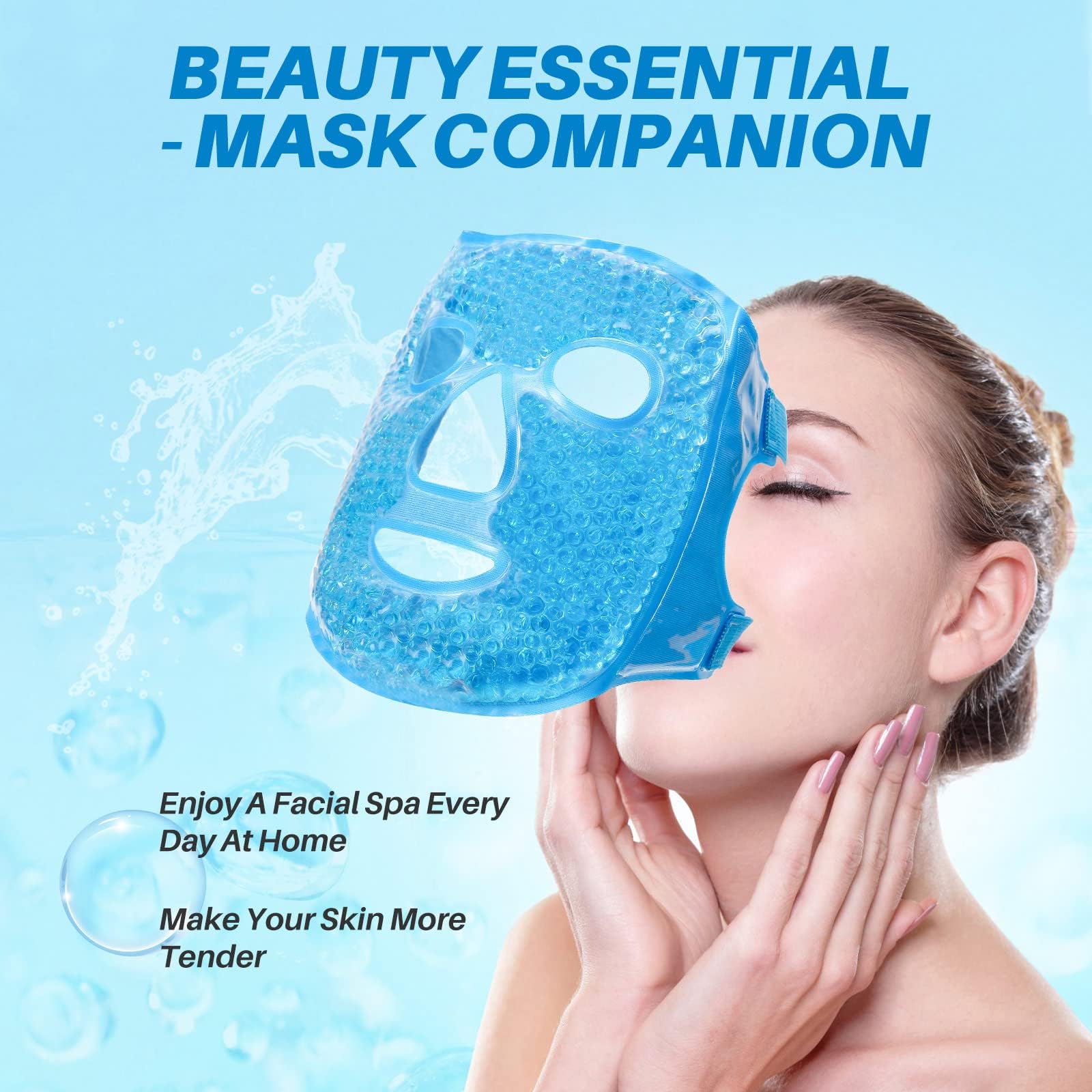 candyfouse Ice Pack Cold Face Eye Masks Reduce Face Puff, Dark Circles, Reusable Cold Hot Gel Face Eye Mask, Suitable for Women Facial SPA, Ice Face Mask for Sleeping, Headaches (Blue)