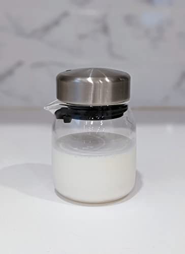 J&M DESIGN Sugar Bowl With Lid And Spoon Creamer & Dispenser Bowls Set For Kitchen Countertop Coffee Bar Accessories Containers Glass Milk Carton 7oz Holder Sugar Container Jar Stainless Steel Lid