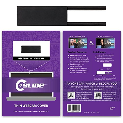 C-SLIDE Webcam Laptop Privacy Cover 3 Pack โ Thin Sliding Laptop Cam Blocker, Black, 1โ x 0.35โ and 1mm Thick - Thin Cam Blocker for Computer, Tablet, Mac, Dell, Lenovo, HP, iPad, Chromebook