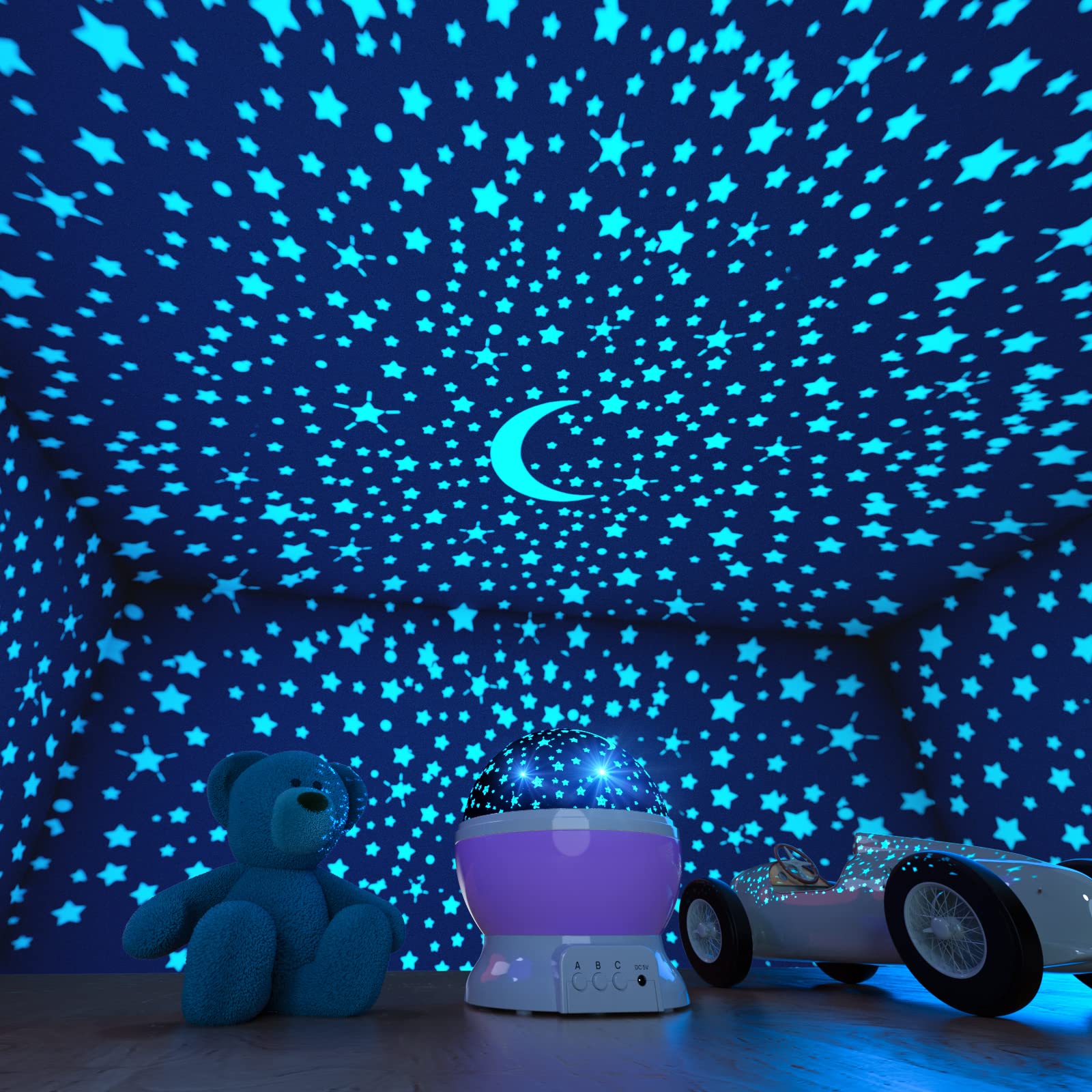 FBLzoo Star Projection lamp rotatable 360-degree Projector Children's Toys Girls Birthday Gift Christmas Gift Bedroom Atmosphere lamp Sleeping Night Light Small Table lamp (Purple)