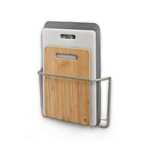 Spectrum Diversified Ashley Cabinet & Wall-Mounted Board & Bakeware Holder, Cookie Sheet Cutting Board Organizer for Cabinet, Baking Accessory Storage & Organization, Satin Nickel