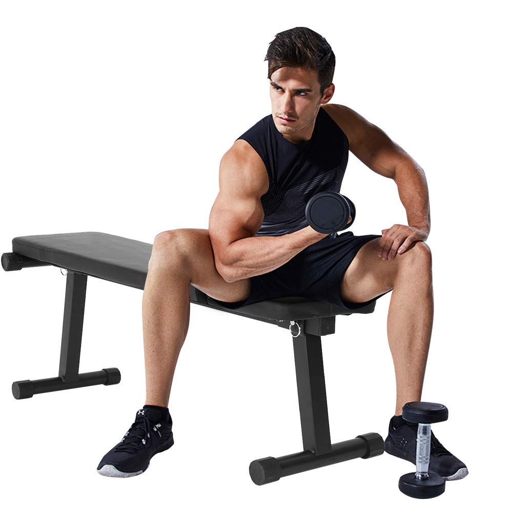 MiaoC Sit Up Bench, Capacity Weight Bench, Flat Dumbbell Bench Workout Weightlifting Gym for Indoor Sports Activities(US in Stock)