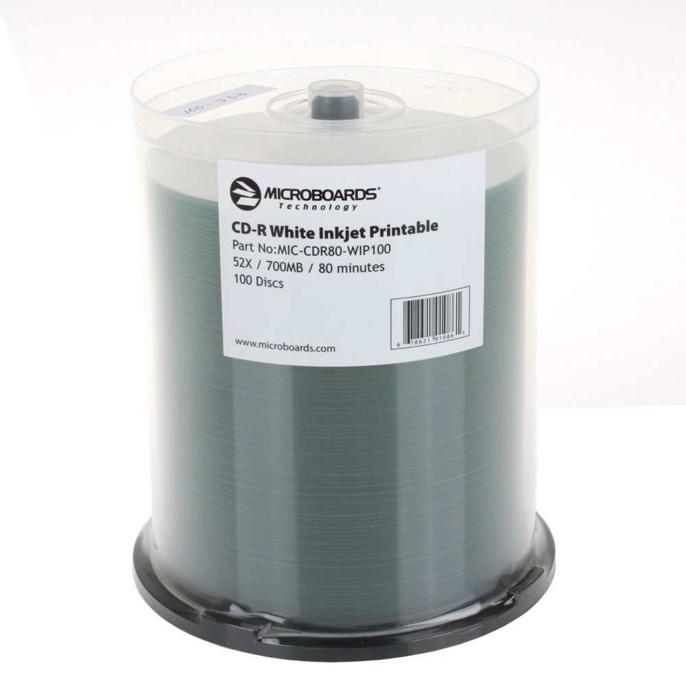 Microboards White Inkjet Printable 700mb/80min 52x CD-R - Quantity: 100