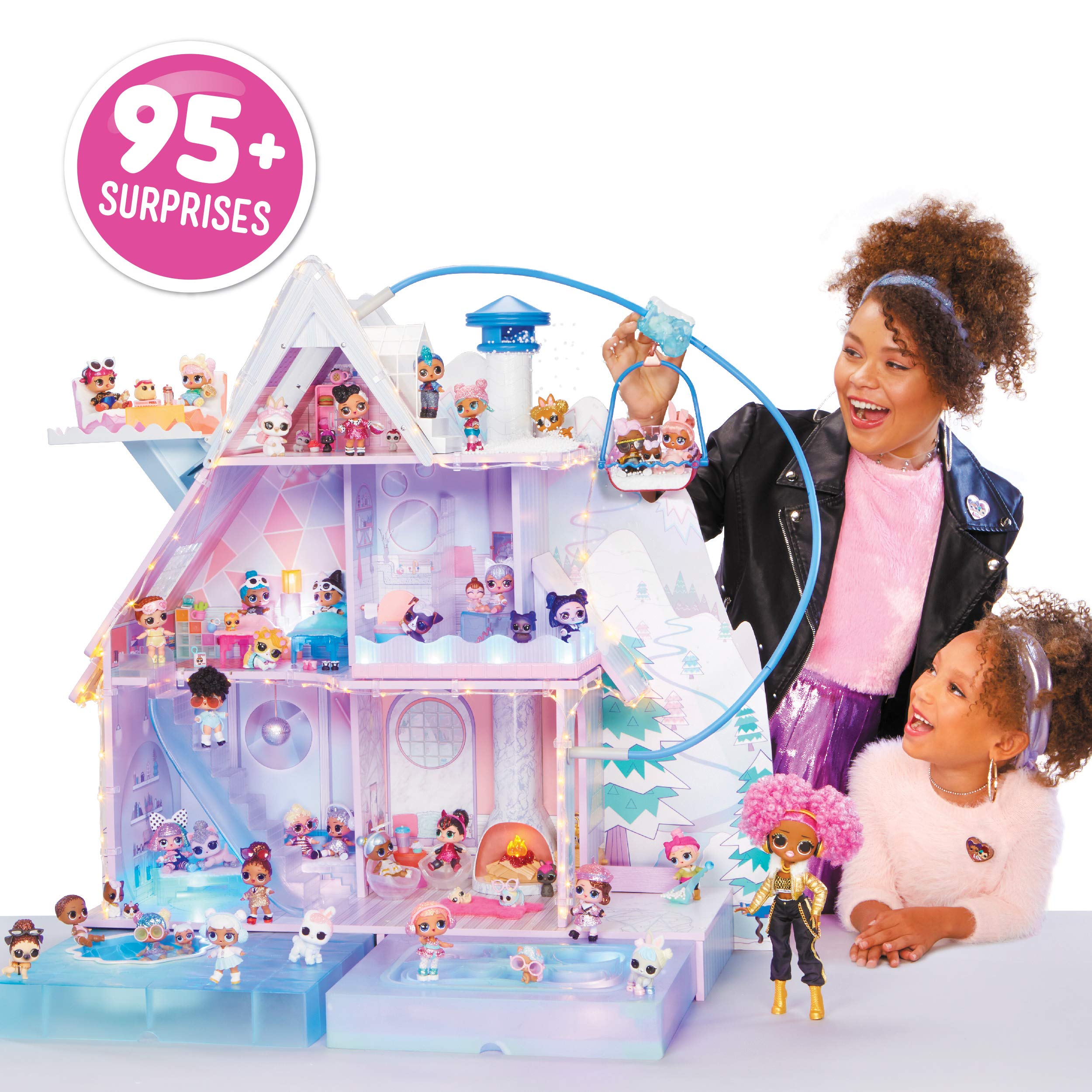 L.O.L. Surprise! Winter Disco Chalet Wooden Doll House with Exclusive Family & 95+ Surprises, Multicolor