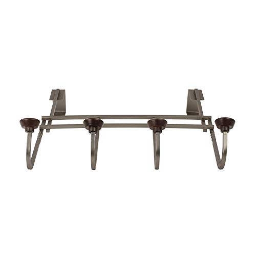 Spectrum Diversified Cambridge Over The Door 4 Hook Rack for Storage and Organization of Entryway Bedroom, Coffee/Graphite