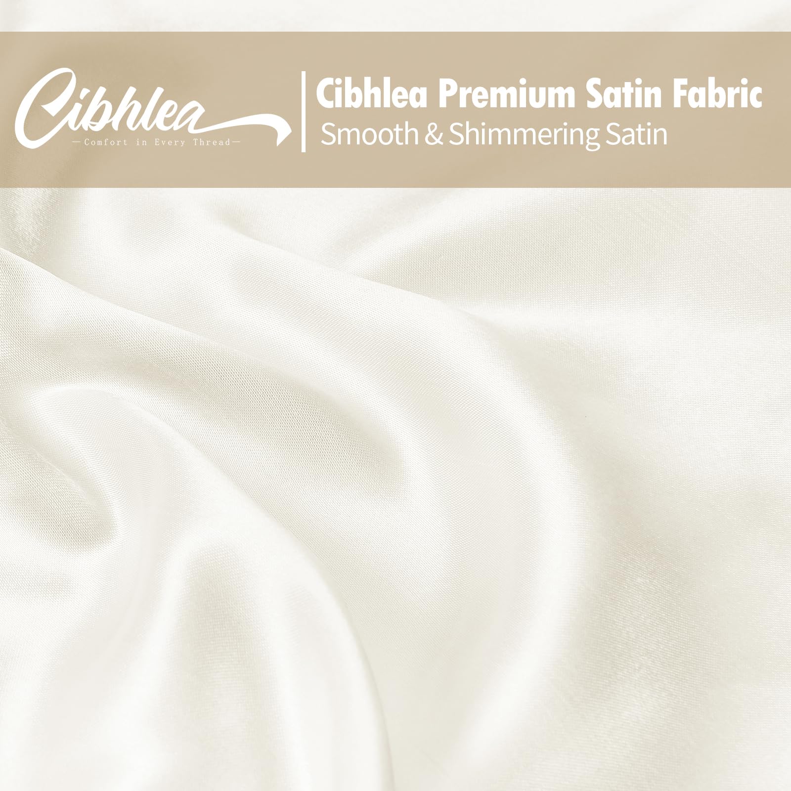 Cibhlea Premium Satin Fabric - Smooth & Shimmering Satin, 58" Wide | Ideal for Wedding Dresses, Decorations, and Crafts | Premium Quality, Soft & Silky Touch | Sold by The Yard (White, 3 Yard)