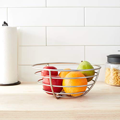 Spectrum Diversified Euro Fruit Bowl & Produce Basket Modern Countertop Food Storage for Fruits & Vegetables, Sleek Design with Sturdy Steel Construction,Silver