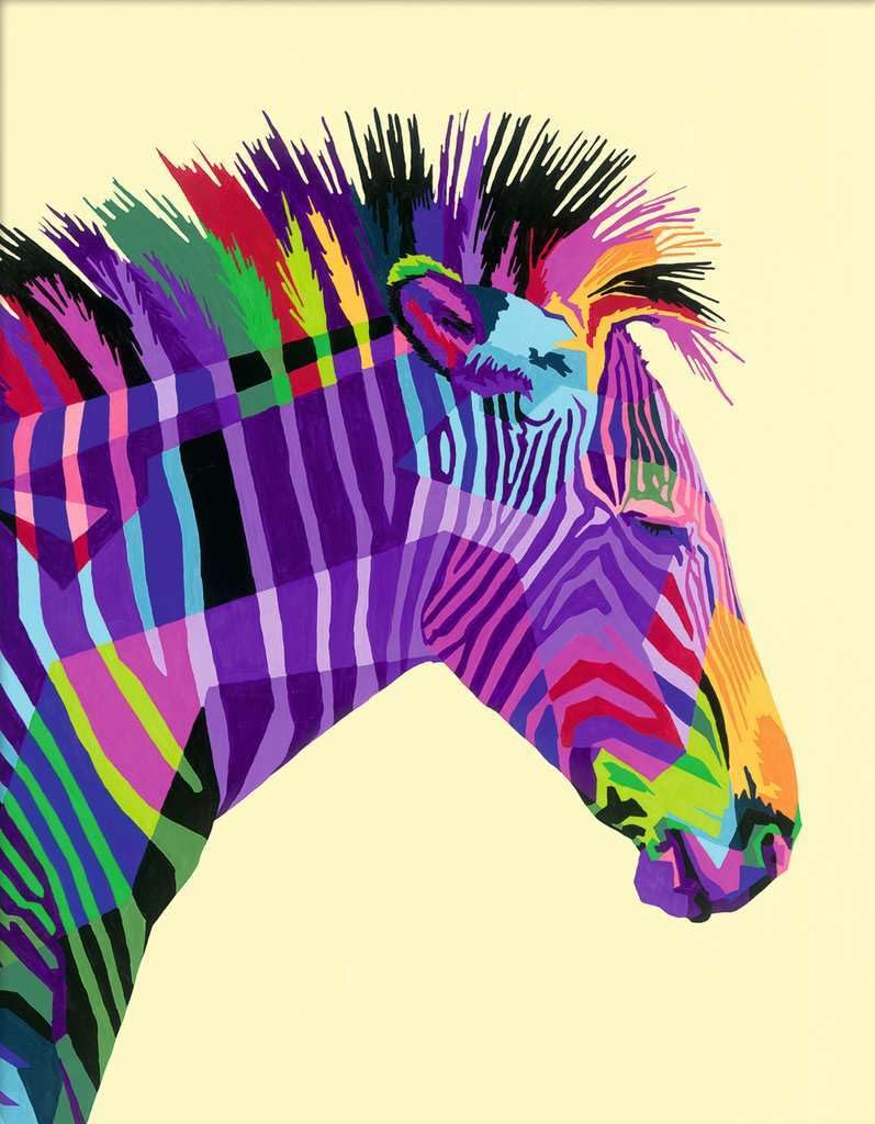 Ravensburger CreArt Funky Zebra Paint by Numbers for Adults 12 Years Up - Painting Arts and Crafts Set - Home Decor Accessories
