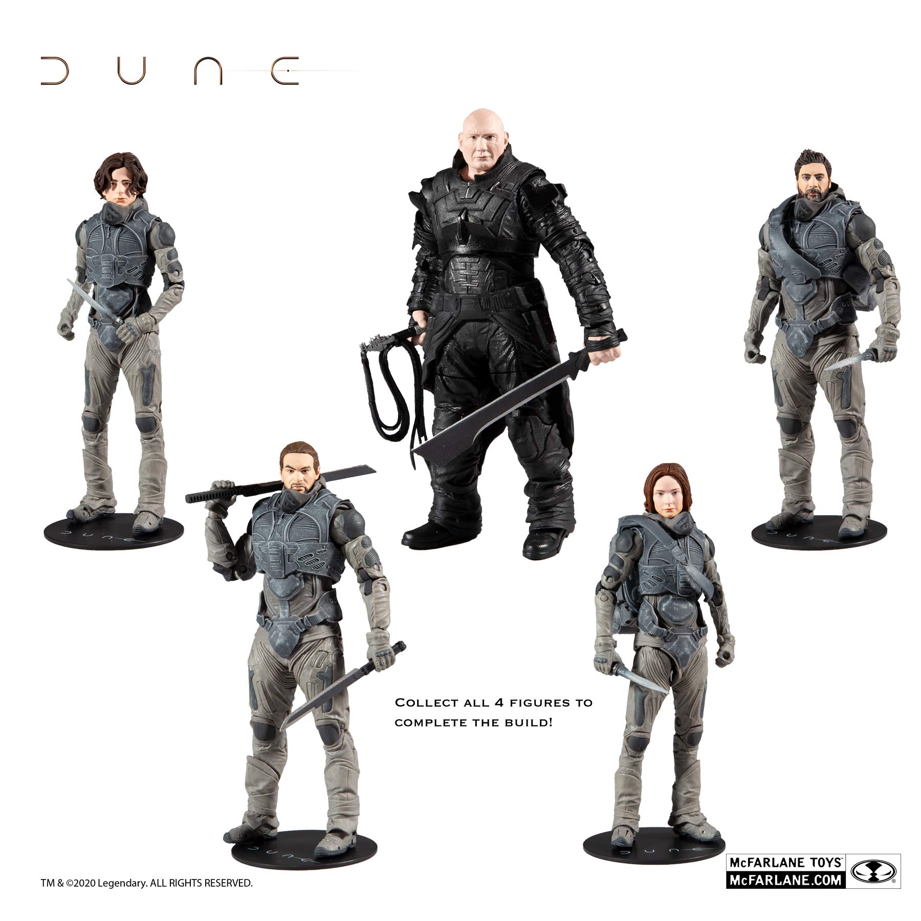 McFarlane Toys Dune Paul Atreides 7-inch Action Figure with Build-A Glossu ‘Beast’ Rabban Figure Parts, Multicolor
