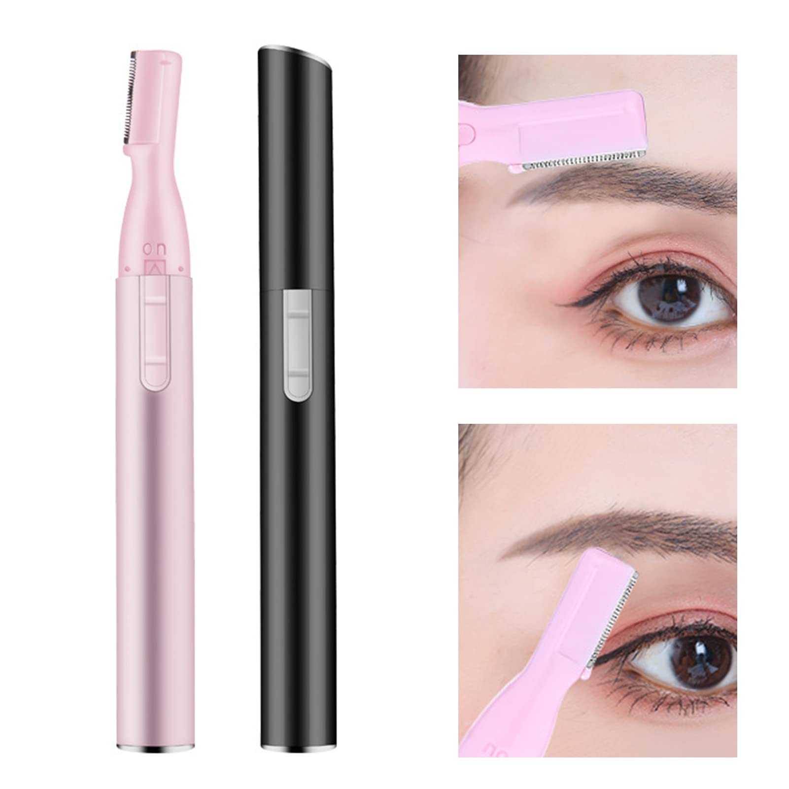 cdar Brow Trimmer,Painless Eyebrow & Facial Hair Trimmer for Men & Women, Battery Included Electric Groomer Pink