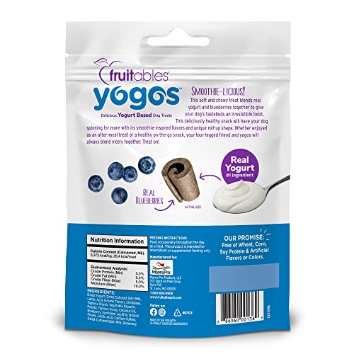 Fruitables Real Yogurt Treats β Roll-Up Dog Treats β Blueberry Flavor β Natural Ingredients β 12 Ounces
