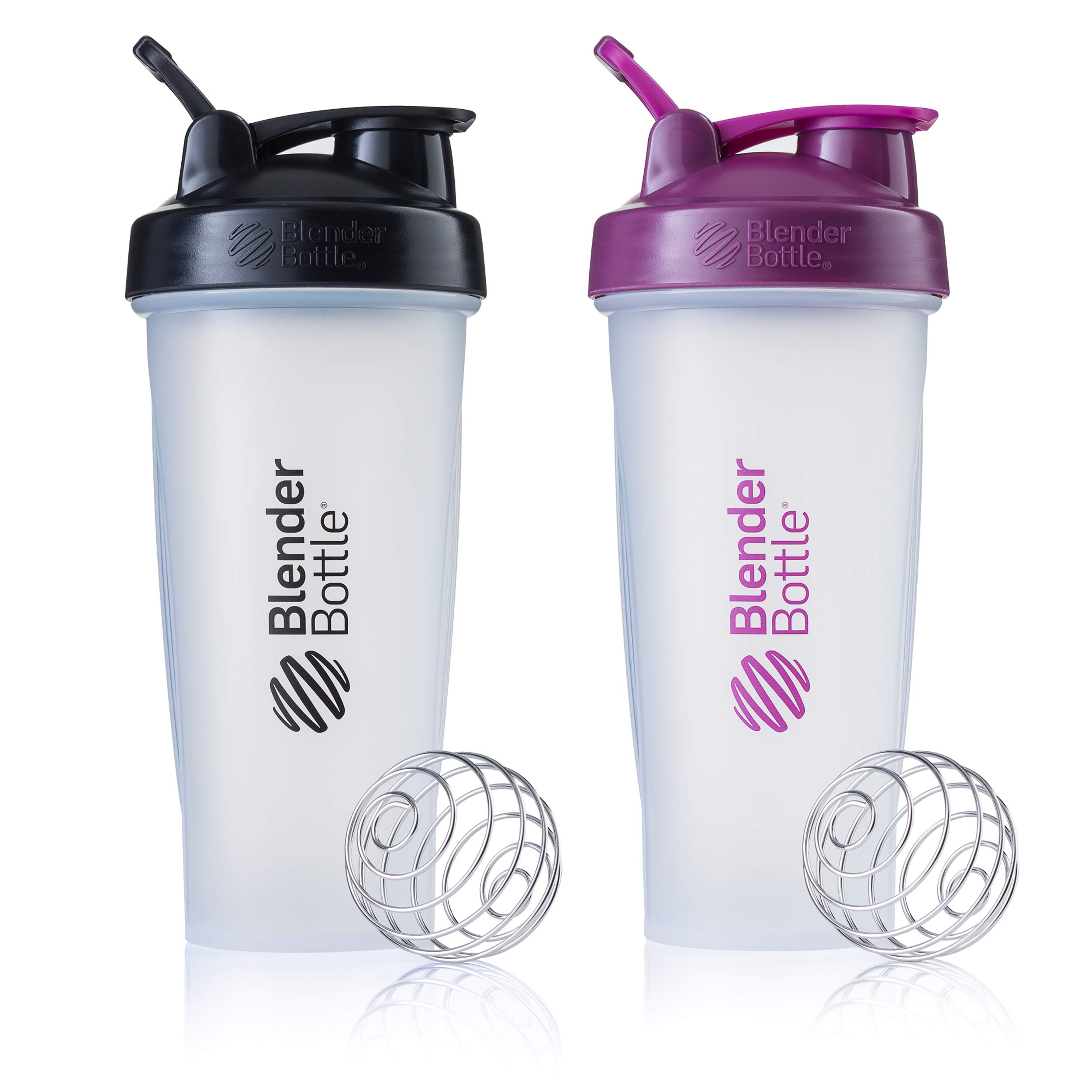 BlenderBottle Classic Shaker Bottle, 28 Ounce (Pack of 2) & Shaker Bottle with Pill Organizer and Storage for Protein Powder, ProStak System, 22-Ounce, Black
