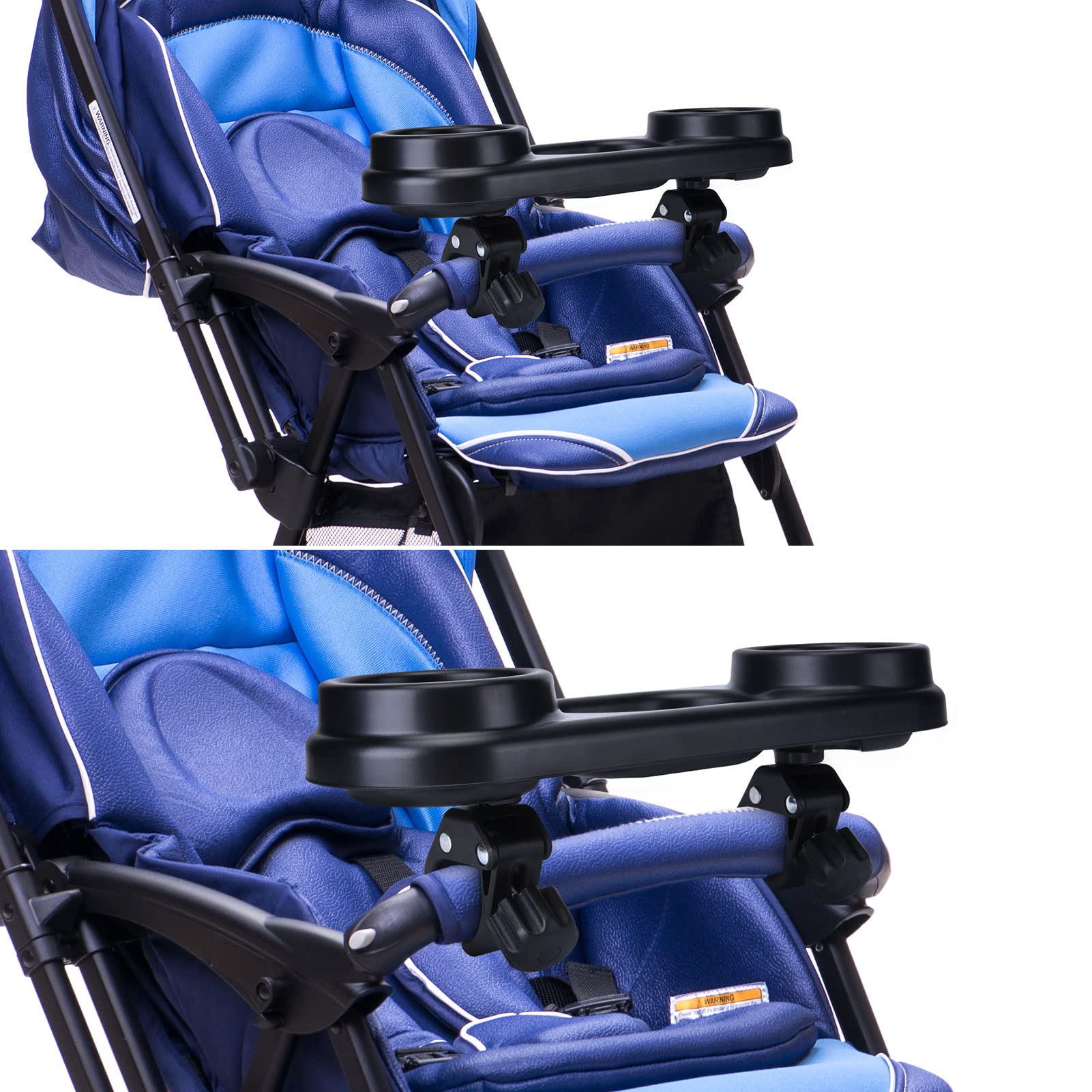 BOWINR Universal Stroller Snack Tray with Cup Holder, Stroller Cup/Snacks Holder, Stroller Attachment Fits Most of Strollers with Round Armrests, Good Helper for Baby Travel
