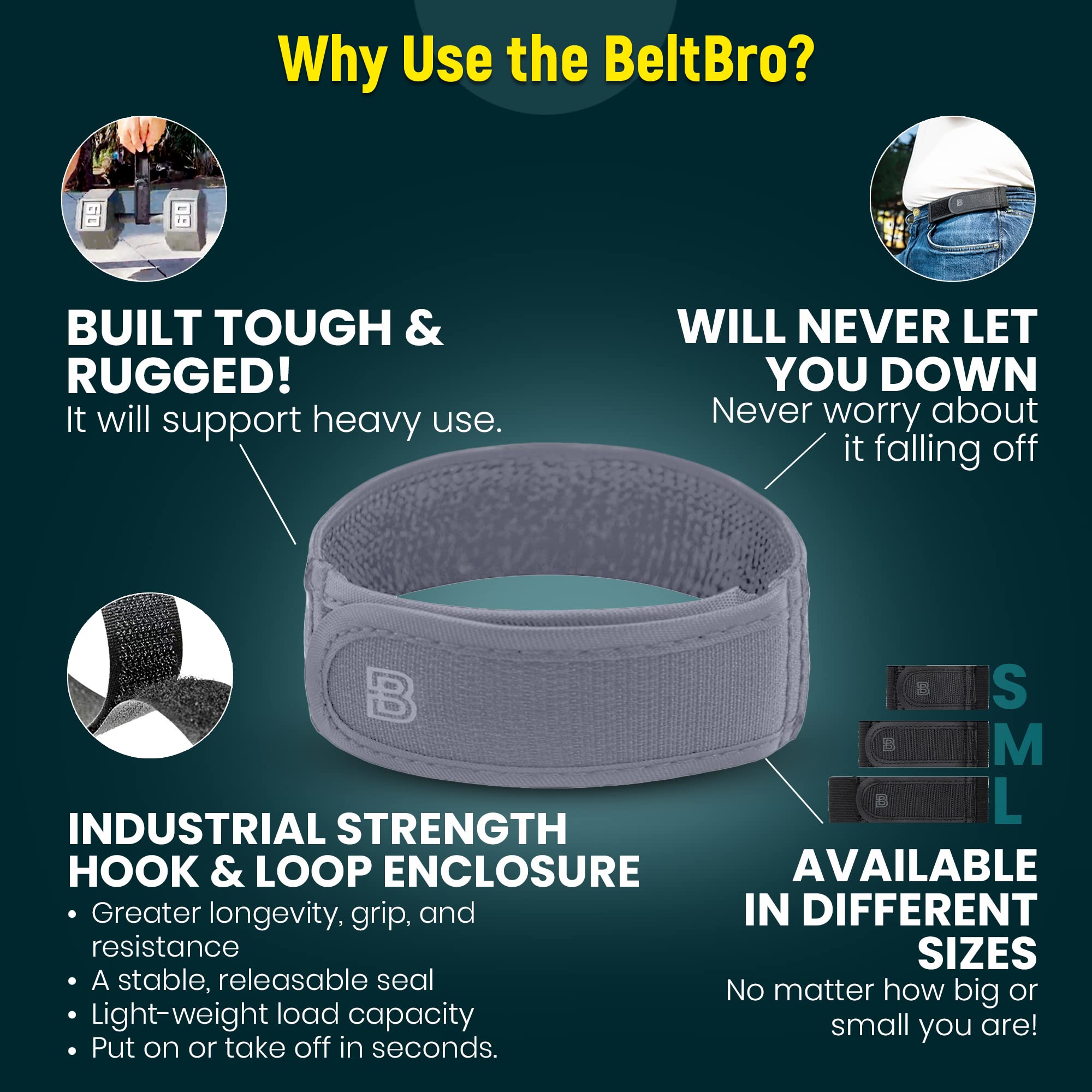 BeltBro Titan Grey 2-Medium No Buckle Elastic Belt For Men β Fits 1.5 Inch Belt Loops, Comfortable and Easy To Use