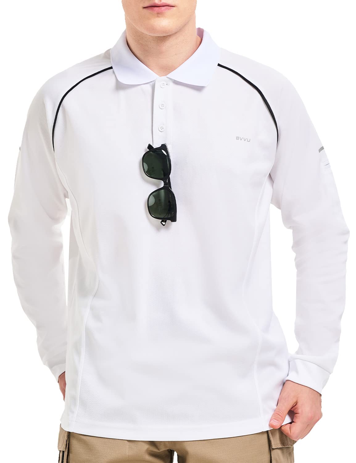 BVVU Mens Outdoor Polo Shirt Long Sleeves Performance Tactical Golf T-Shirts Moisture Wicking Collared Tennis Tees