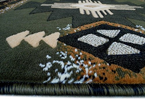 Southwest Native American Area Rug Sage Green (3 Feet X 5 Feet Oval)