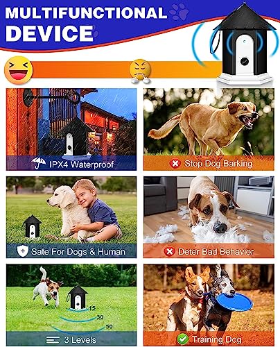 NOLTSE Anti Barking Device, Automatic Ultrasonic Dog Barking Control Devices & Dog Training Tools, Outdoor Waterproof Bark Box with 3 Levels & 50 Ft Range, Dog Barking Deterrent Safe for Human & Dog