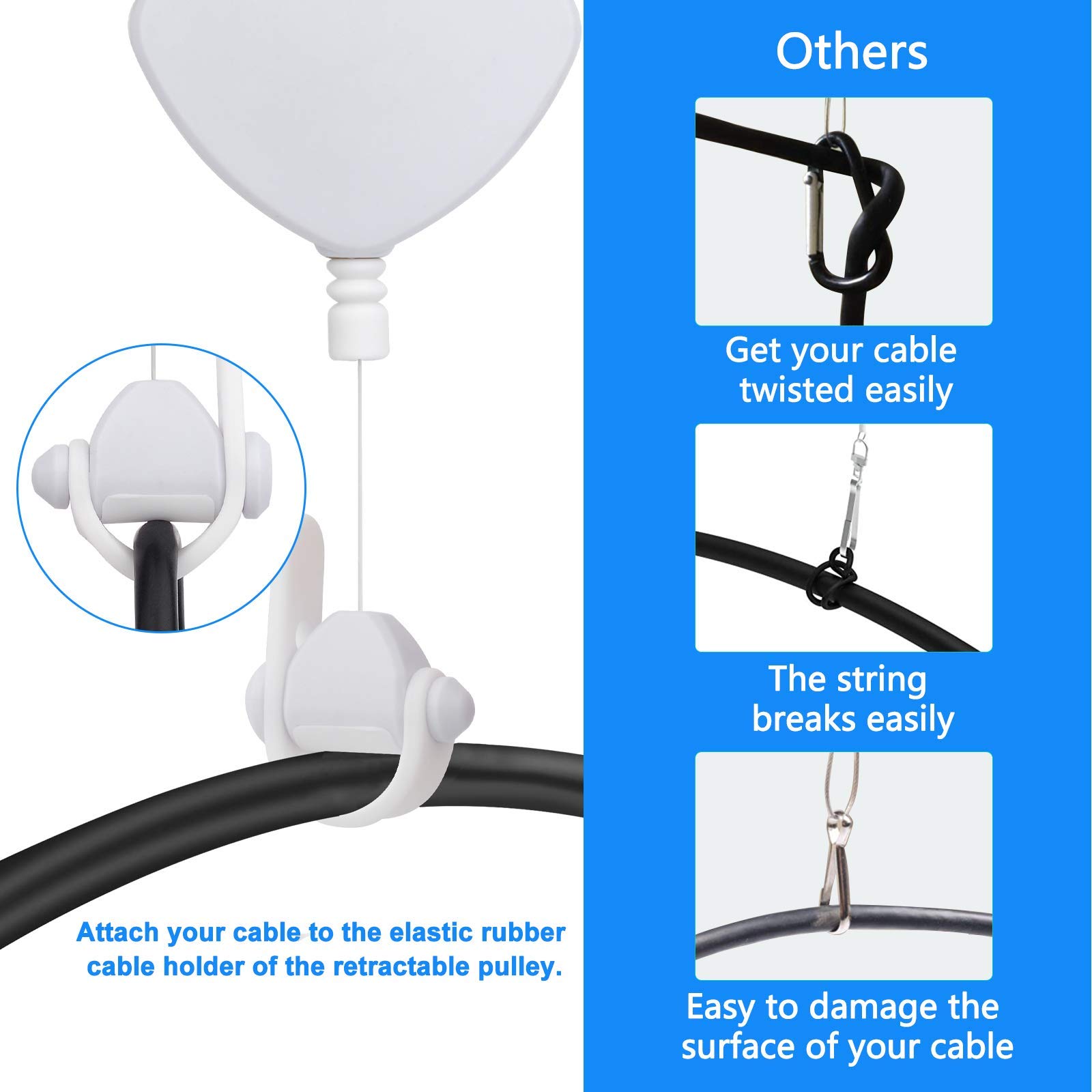 BEJOY 2021 VR Cable Accessories Cable Management, Ceiling Pulley System Link Cable for Oculus Quest/Quest 2/Oculus Rift/HTC Vive/Microsoft MR/Playstation/Lenovo Explorer Accessories (White)