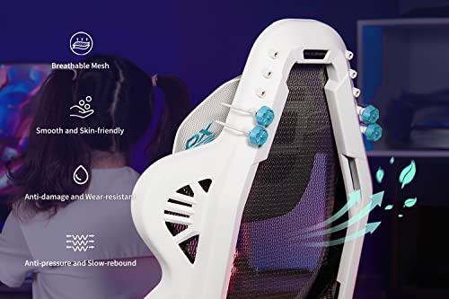 DXRacer Air Gaming Chair, Ultra-Breathable Mesh, 4D Armrests, Memory Foam Headrest, Magnetic Lumbar Support, Modular Design, Standard, White and Cyan (Pro)
