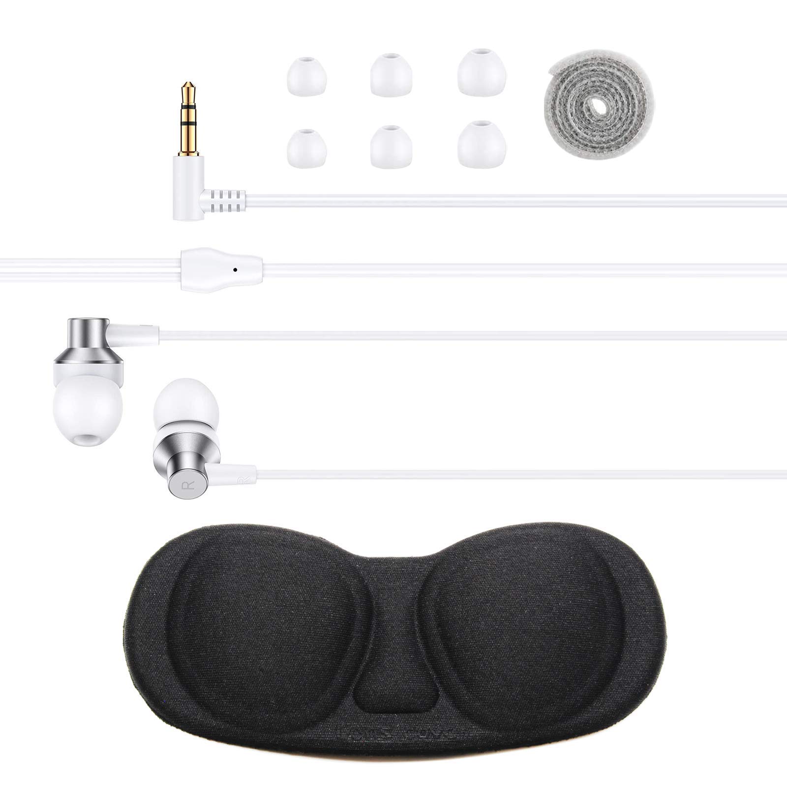 BEJOY Gaming Earphones and Lens Cover Set, Immersive Surounding Sound Earphones with Custom-Length Short Cable, Dust-Proof and Anti-Scratch EVA Lens Protector, Made for Oculus Quest 2