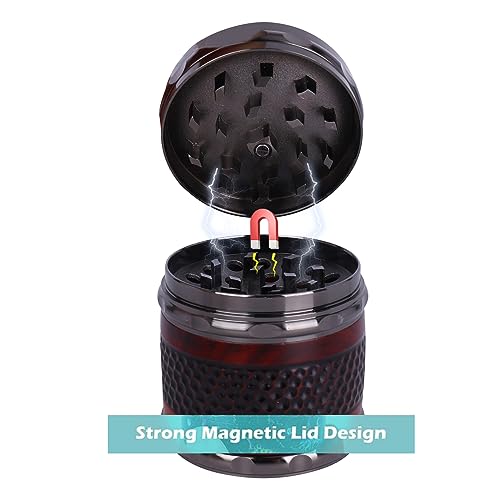 Herb Grinder Spice Grinder for Cooking Aluminium Alloy Manual Grinder (Gray with compass)