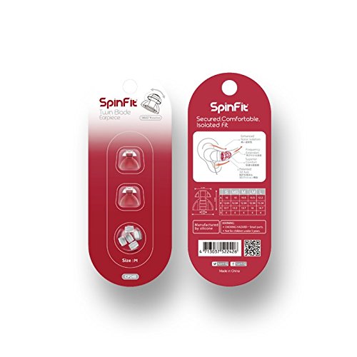 SpinFit CP240 Double Flange - M - Patented Silicone Eartips for Replacement (1 Pair, Insert Included)(for Nozzle Diameter from 4.5-5m, w/Insert from 3-3.5mm)